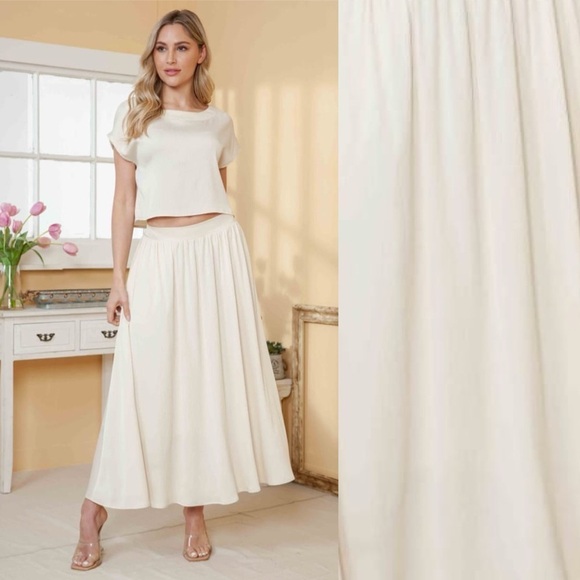 Dresses | New Boutique Cream Twopiece Skirt And Top Set | Poshmark